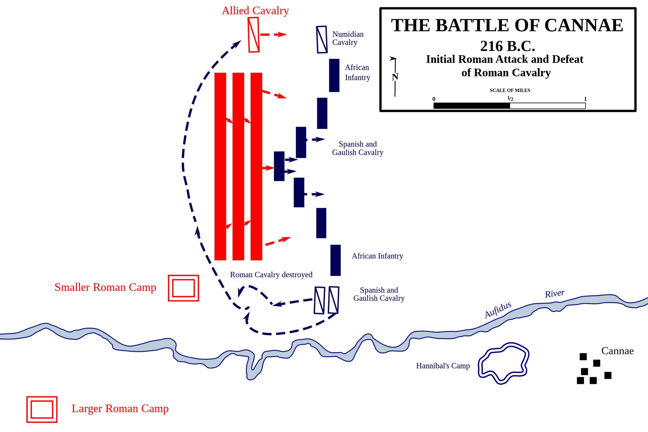 24x36 gallery poster, Map of Battle of Cannae, 215 BC - Initial Roman ...
