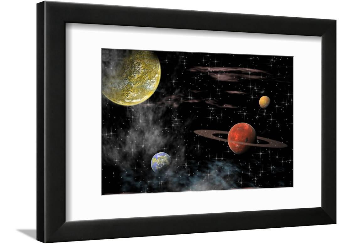 View of the Universe with Planets Framed Print Wall Art by Pakmor Sold ...