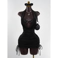 Black Sleeveless Halter Neck Bodycon Mini Dress With Rhinestone Detail ...