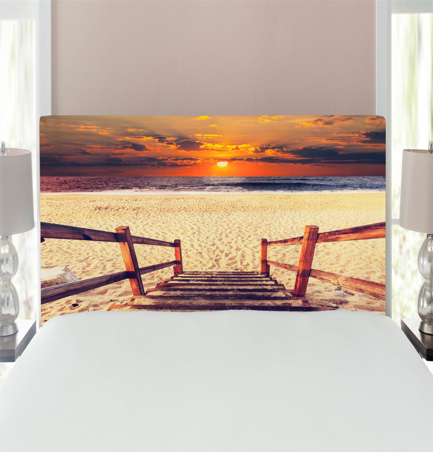 Beach Headboard, Stairs Lead to the Beach with Dramatic Horizon Scenery ...
