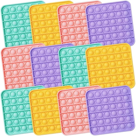 ZHENGBOS Push Pop Fidget Toy, 12-Pack Push Pop Bubble Fidget, Square Push Pop Bubble Sensory ...