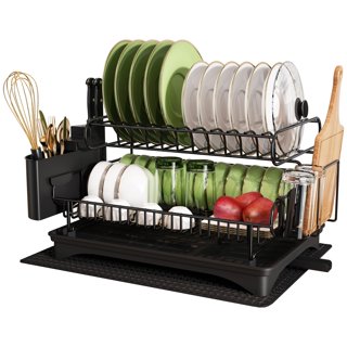 Real Home Innovations Deluxe Small Dish Drainer, Black Chrome - Walmart.com