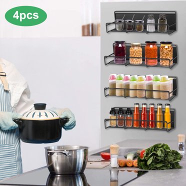 4 Tier Spice Rack Organizer, Punch-free Hanging Spice Racks for Kitchen ...