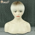 Creamily Blonde Wigs For White Women Layered Pixie Cut Wigs With Bangs