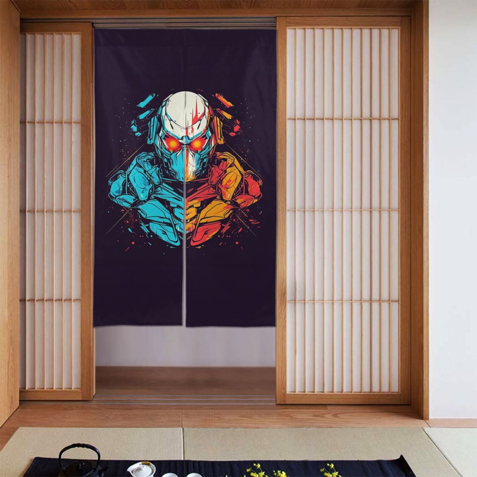DouZhe Doorway Drape Split Curtains, Steampunk Style Robot Cyborg Room ...