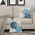 Blue Pillow Covers 18x18 Inch Dahlia Flower Dark and Light Blue Colored ...