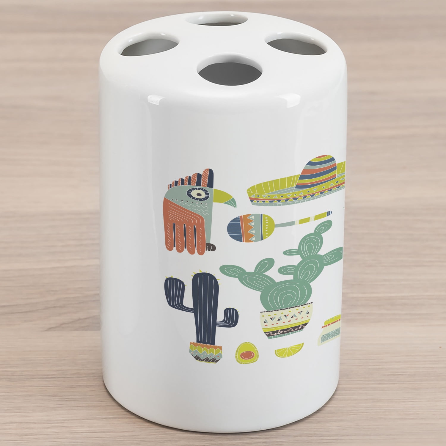 Fiesta Ceramic Toothbrush Holder, Mexico Guitar Face Aztec Tequila ...