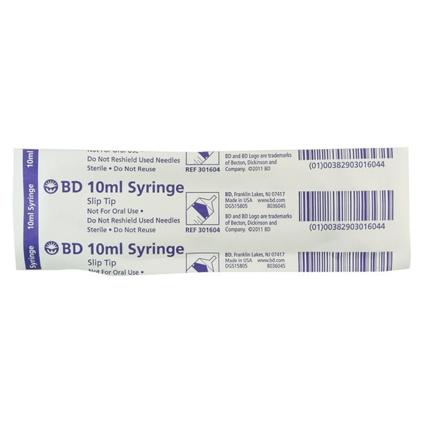 Bd Slip Tip Disposable Syringes 10 Ml 10 Pk Bd 301604