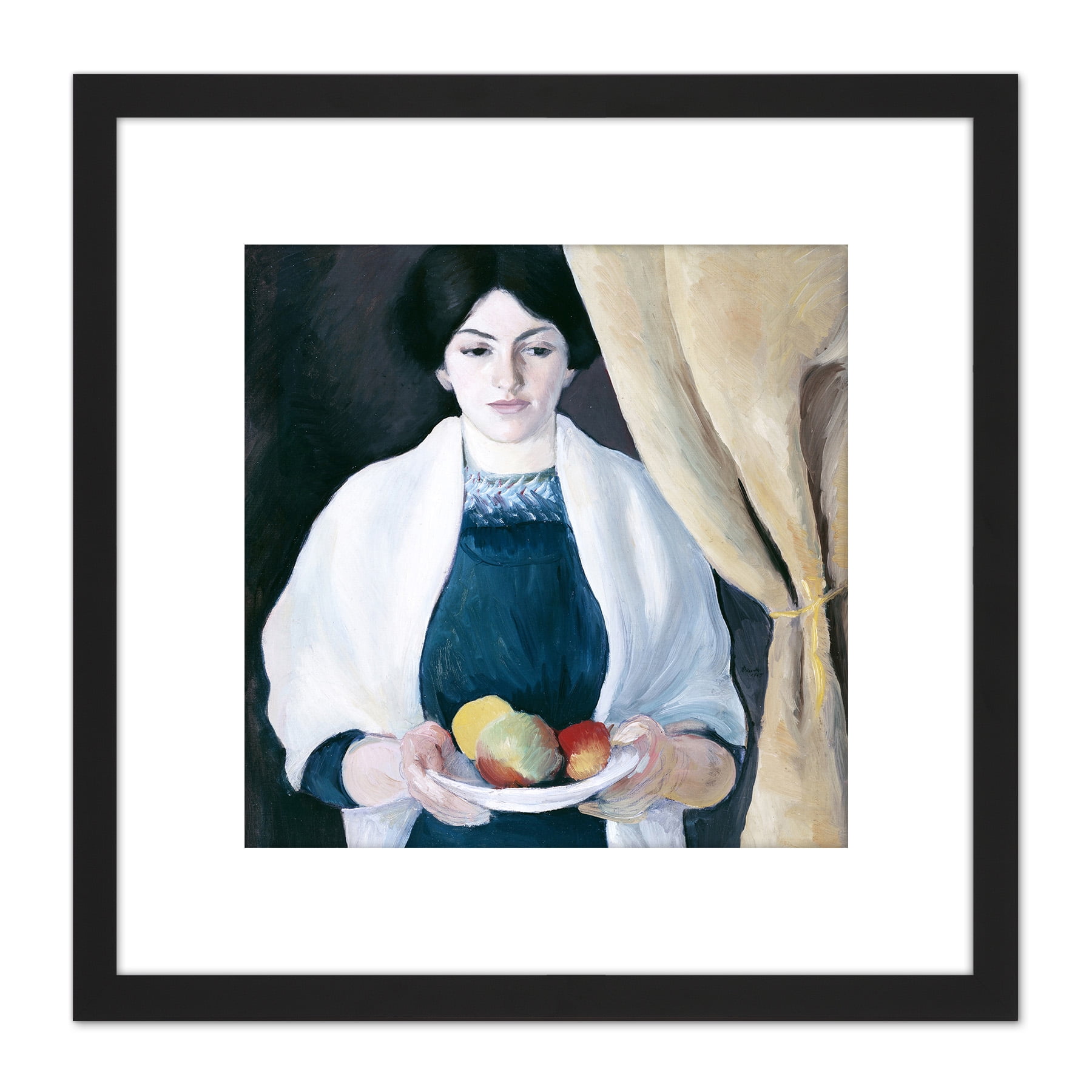 Macke August Portrait With Apples 8X8 Inch Square Wooden Framed Wall ...