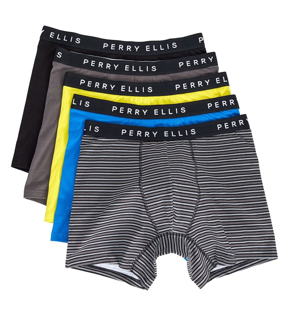 Men's Perry Ellis UMPE055 Cotton Stretch Boxer Brief - 5 Pack (Sulphur ...