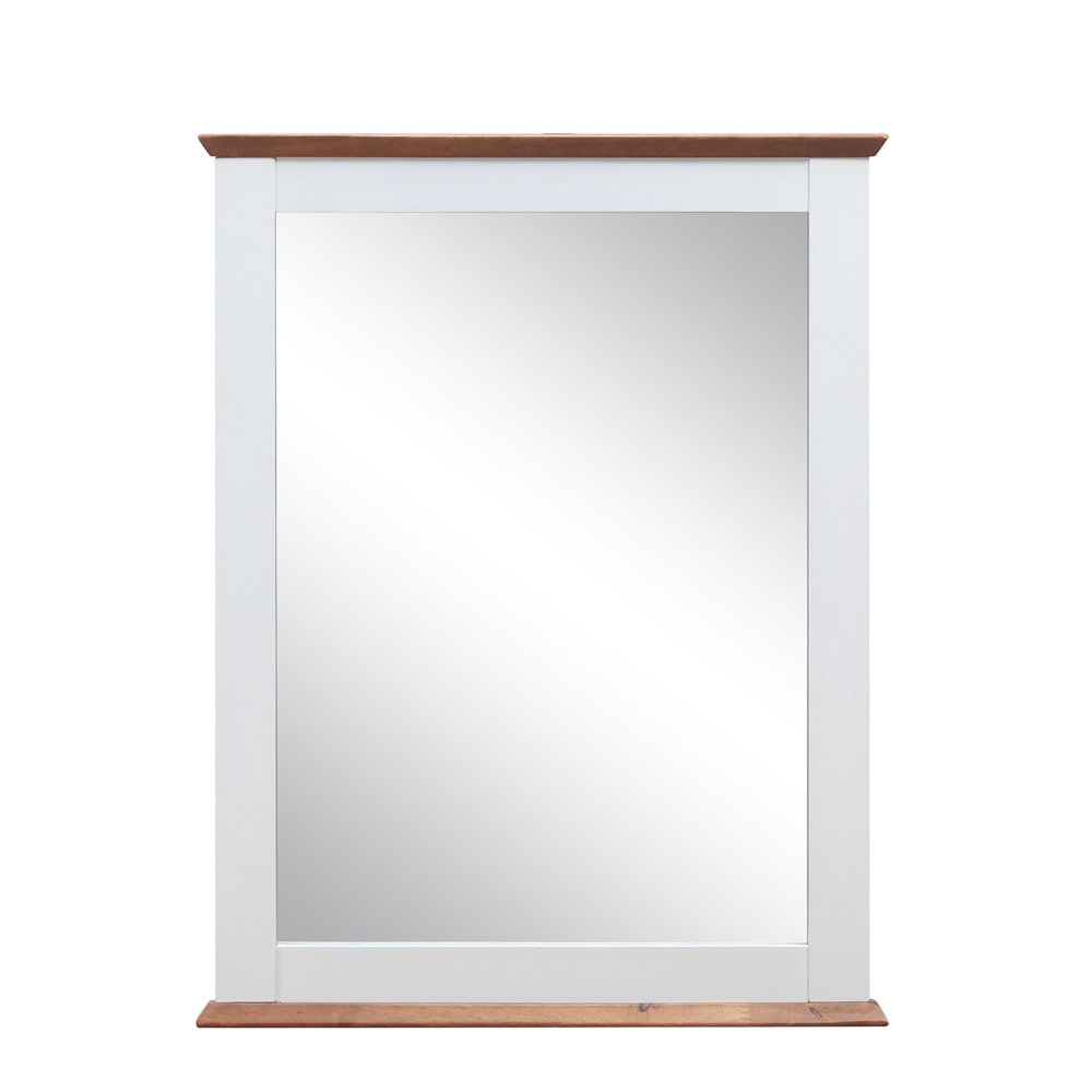 Acme Farah Rectangular Wooden Frame Mirror in White & Oak - Walmart.com ...