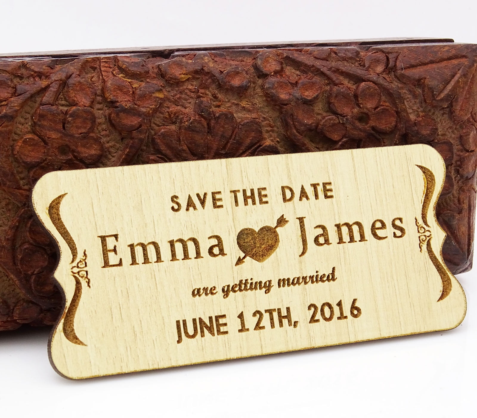 20 Custom Engraved Wooden Magnet Rustic Wedding Save the Date Wooden ...