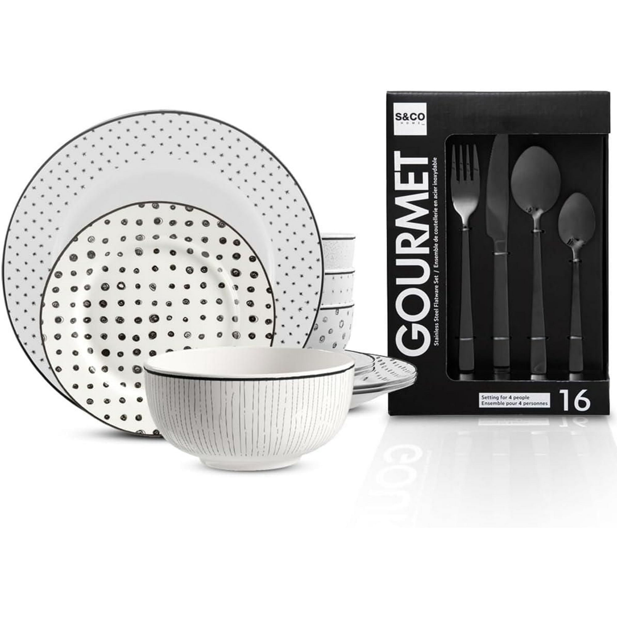 Click here for Safdie & Co. Sketch Porcelain Dinnerware Set + Bla... prices