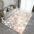 Gray White Tile Marble Area Rugs, Gold-Plated Simple Hexagonal ...