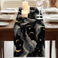Black Moon Night Burlap Cotton Table Runner 13x70 Inches Long, Starry ...