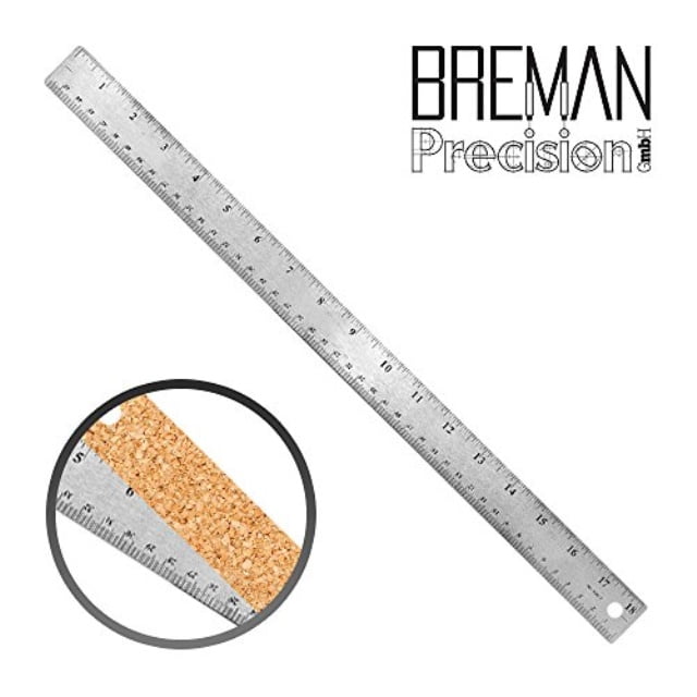 Breman Precision Stainless Steel 18 Inch Metal Ruler 2 Pack - Straight ...