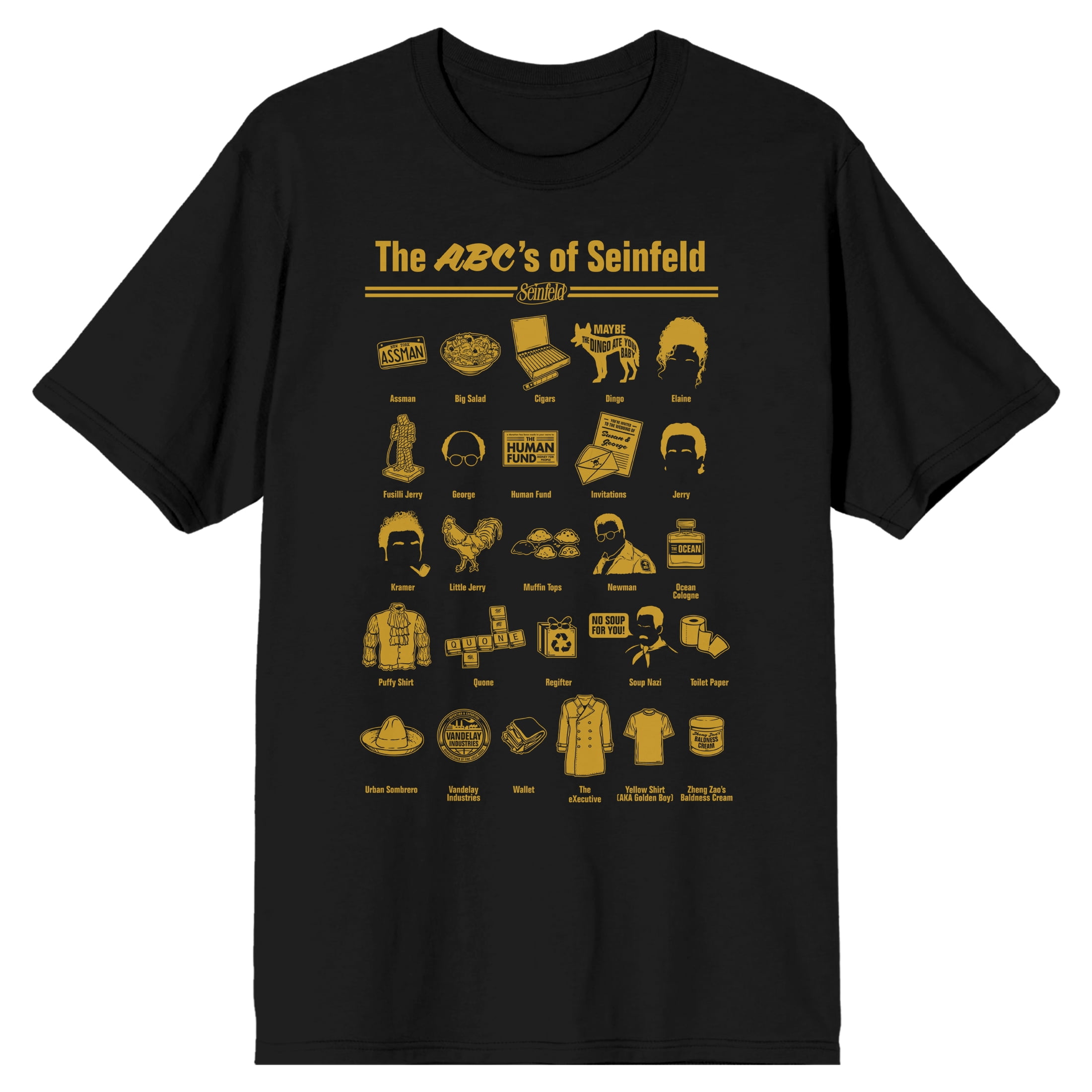 Seinfeld ABC’s Yellow Alphabet Icons Men’s Black T-Shirt-XXL - Walmart.com