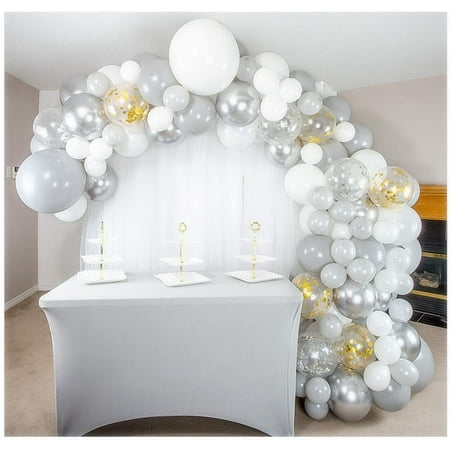 155 Pack Premium DIY White, Silver, Gold and Gray Balloon Arch and ...