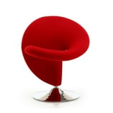 Curl Red and Polished Chrome Wool Blend Swivel Accent Chair - Walmart.com