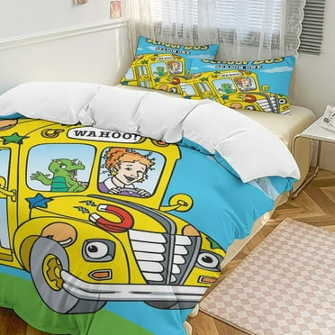 3-Piece School Bus Duvet Cover Set Vibrant Bedding with Fun Pillowcases ...