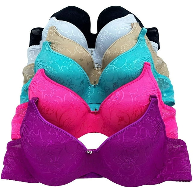 Iheyi 6 Pieces Various Style Plain Basic Everyday Wear Full Cup Bra A ...