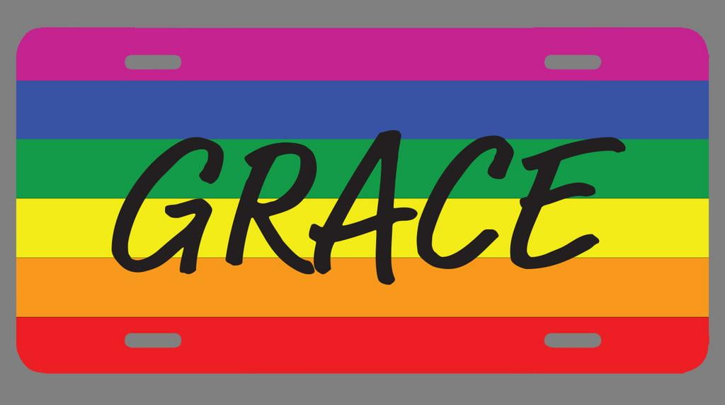 Grace Name Pride Flag Style License Plate Tag Vanity Novelty Metal | UV ...