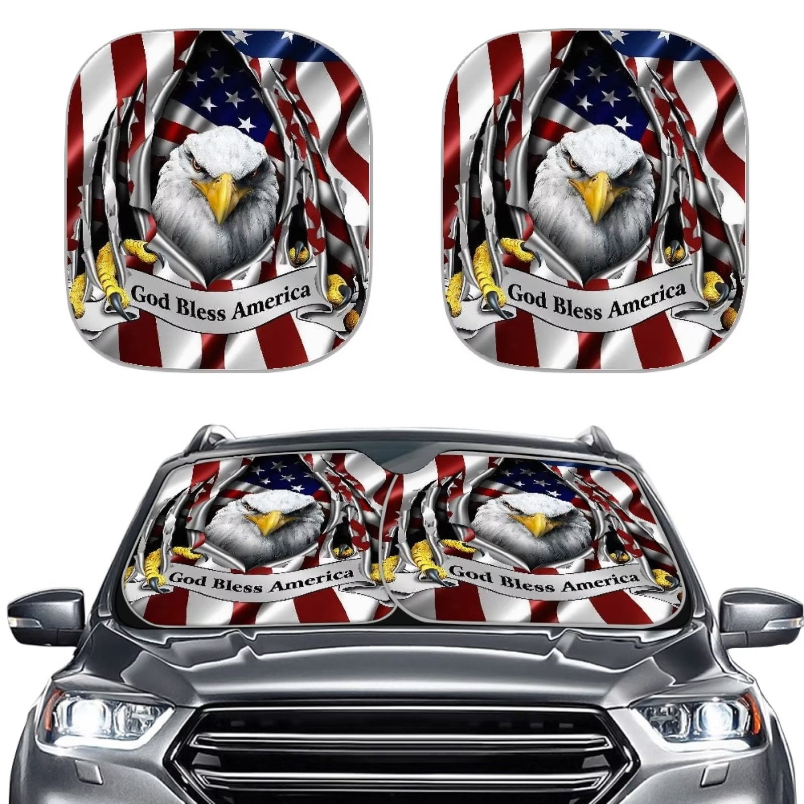 Diaonm American Flag Eagle Print Car Windshield Sun Shade Front Window ...