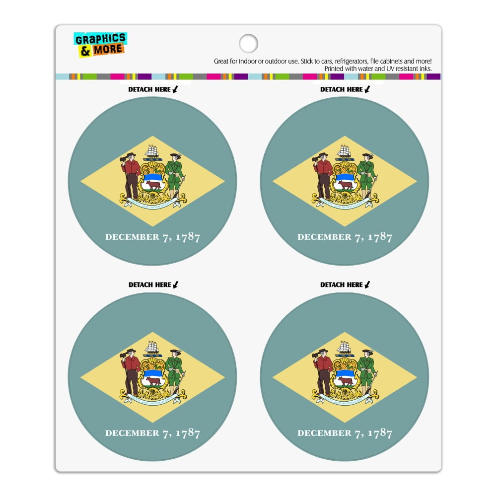 Delaware State Flag Refrigerator Fridge Locker Vinyl Circle Magnet Set ...