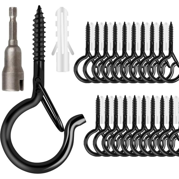24 PCS Q-Hanger Hooks, Screw Hooks for Outdoor String Lights, Safety ...