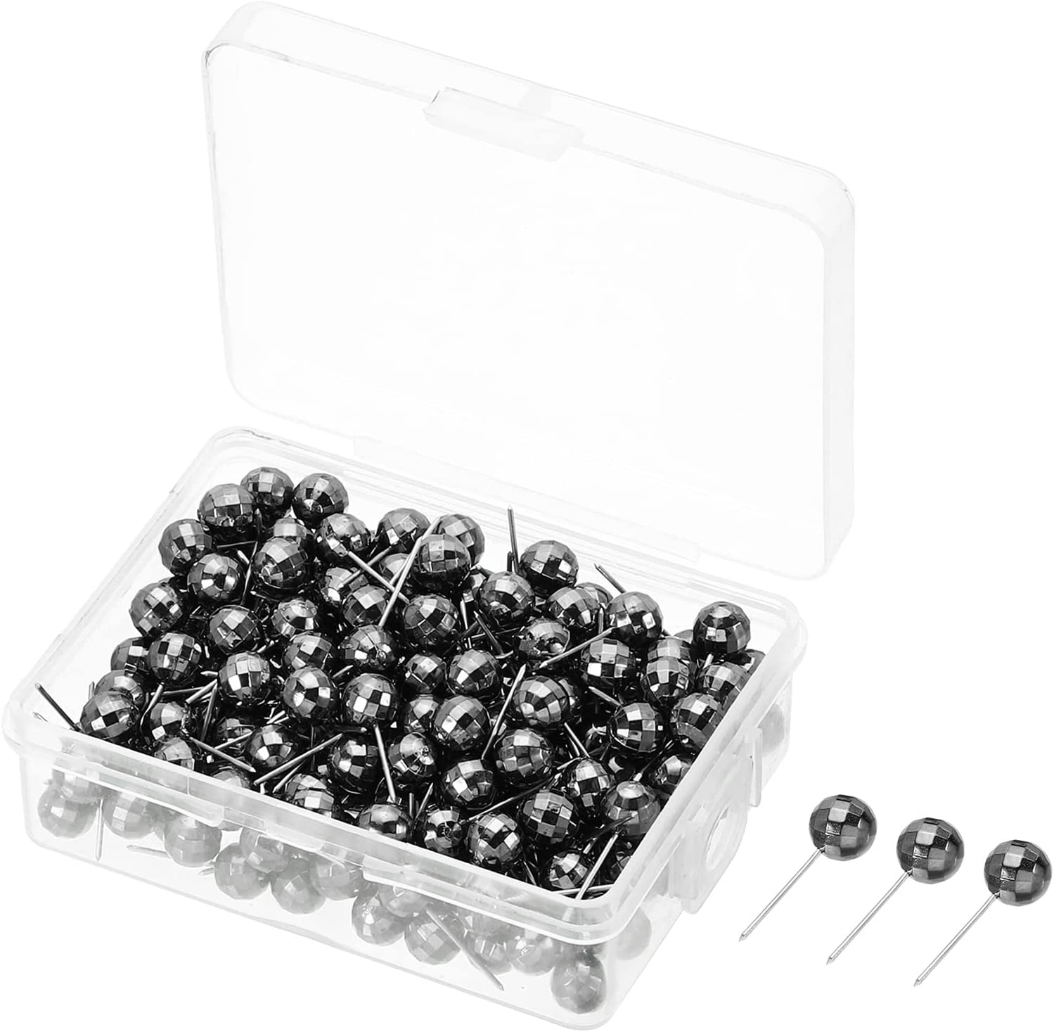 Push Pins, 200 Pack Round Head Map Tacks Thumb Steel Point for Office Cork Board, Black Gold ...