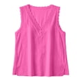 Favoffer Women's Linen Tank Tops Sleeveless Lace Panel Solid Color ...