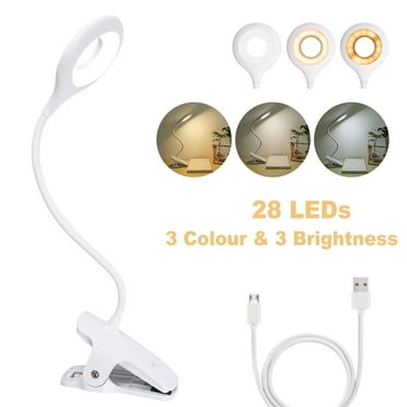3-Level Dimmable LED Desk Lamp, USB Rechargeable Bedside Reading Light ...