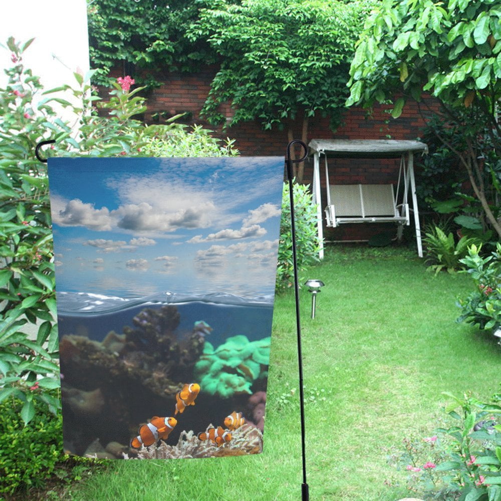 MYPOP Group Of Fishes On The Sea With Waves And Sky Garden Flag For ...