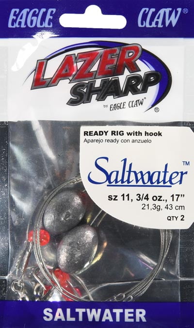 Eagle Claw 18" Ready Rig with 3/4oz. Egg Sinker, 2 Pack - Walmart.com