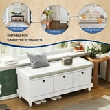 Aukfa Upholstered Storage Bench with 3 Drawers, Flip-Open Storage Box ...