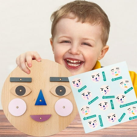 Wooden Face Changing Expression Panel Emotion Cognition Blocks Toy ...