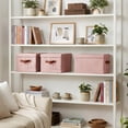 Storage Basket with Lid, Linen Fabric Storage Bins with Label ...