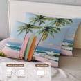 4 Piece Duvet Cover Set Full, Watercolor Tropical Beach Scene Soft ...