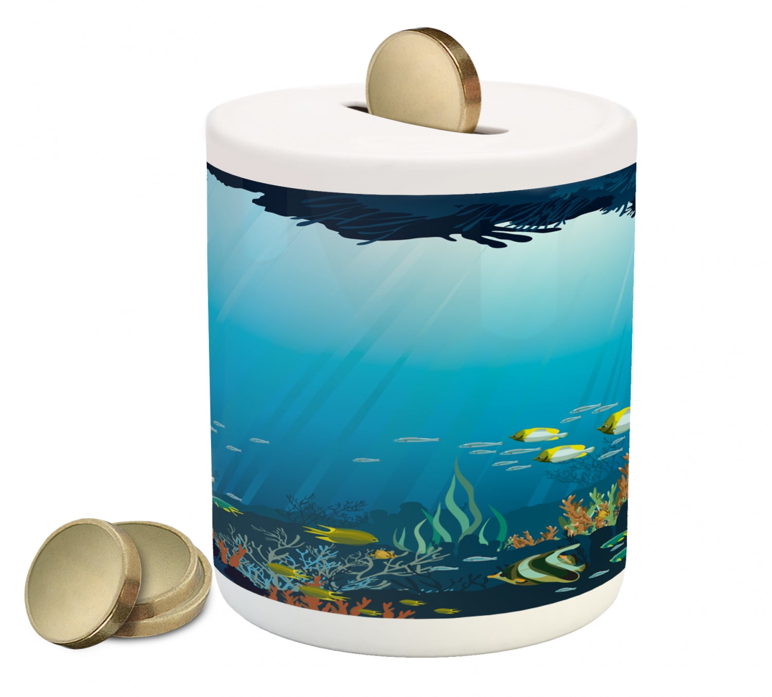 Ocean Piggy Bank, Topical Underwater Cave Fishes Swimming Marine Coral ...