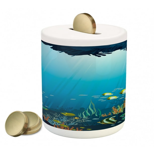 Ocean Piggy Bank, Topical Underwater Cave Fishes Swimming Marine Coral ...