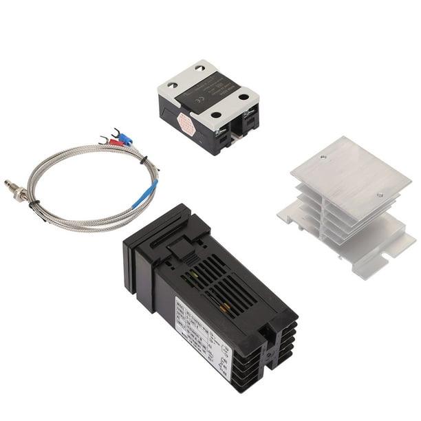 Controlador de temperatura PID, conjunto tipo K, termopar, disipador de calor, relé, soporte de ...
