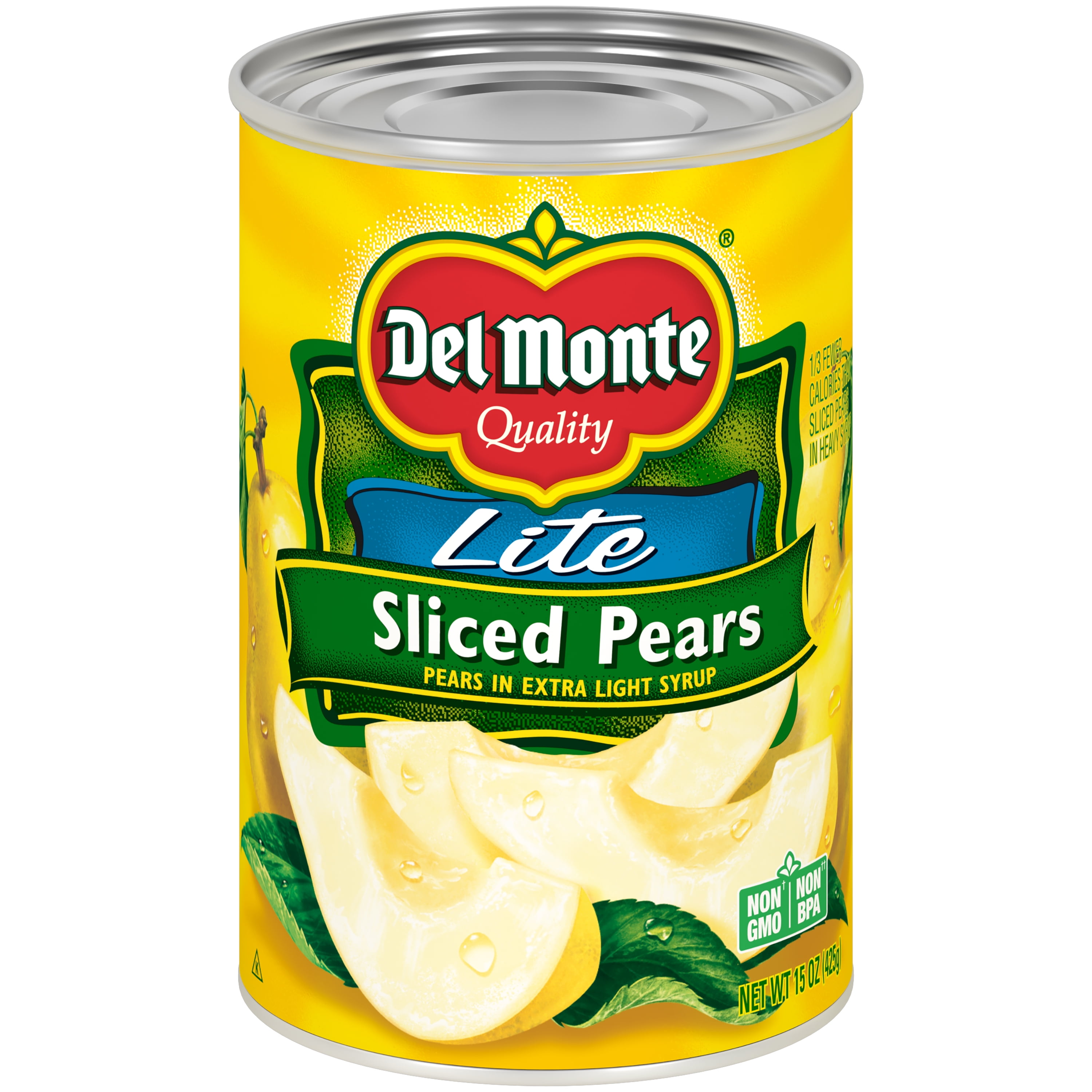 Del Monte Lite Sliced Bartlett Pears, Canned Fruit, 15 oz Can - Walmart.com