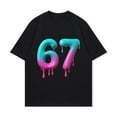 Black T Shirt With 67 Dripping Gradient Design For Casual Wear ...