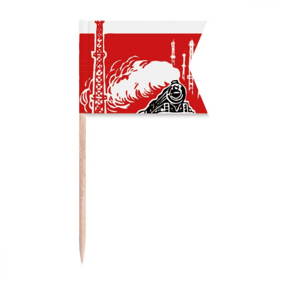 China Train Tower Steam Red Toothpick Flags Labeling Marking For Party Cake Food Cheeseplate
