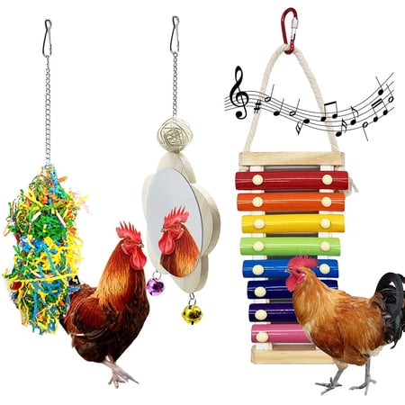 3PCS Chicken Toys for Hens, Chicken Xylophone Toy, Chicken Mirror Toy ...
