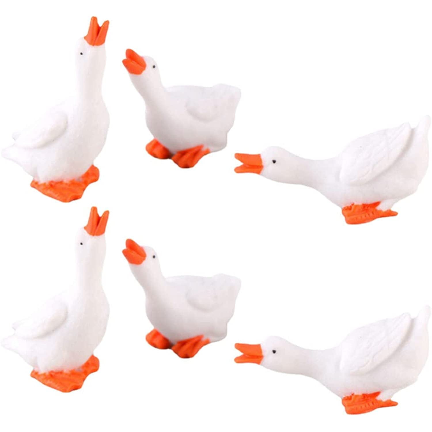 Holzlrgus 6pcs Mini Goose Figurine Tiny Goose Statue Miniature White ...