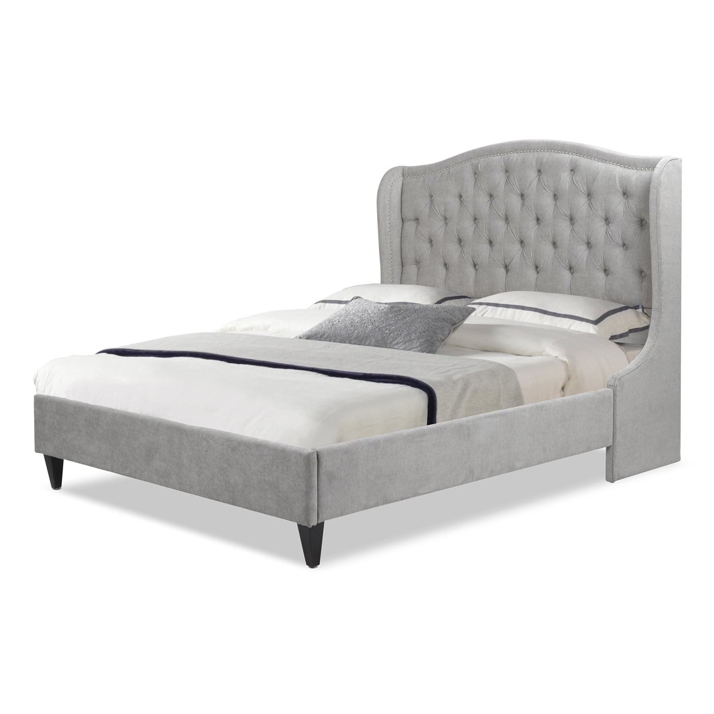 Jennifer Taylor Home Coverley Tufted Wingback Platform Bed Queen Silver ...