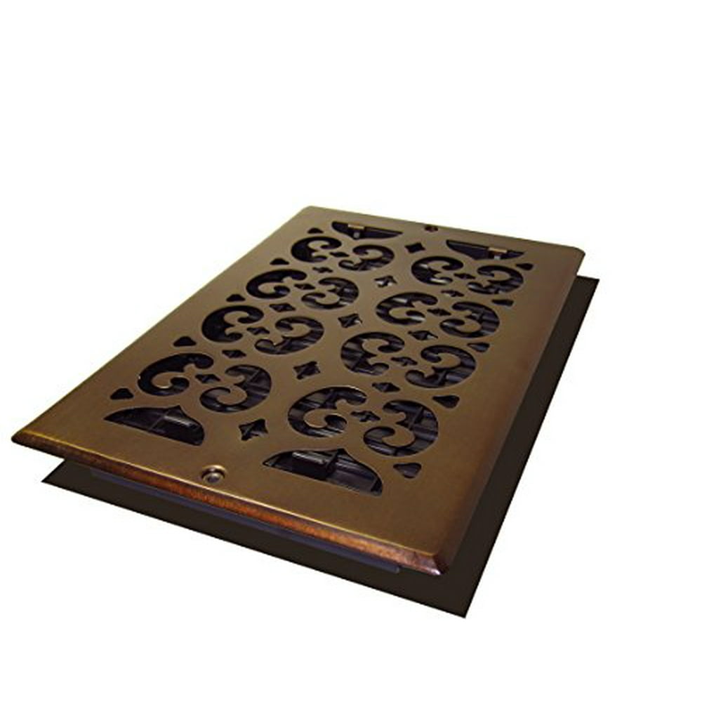 Decor Grates 6" x 10" steel plated rubbed bronze finish scroll design ...