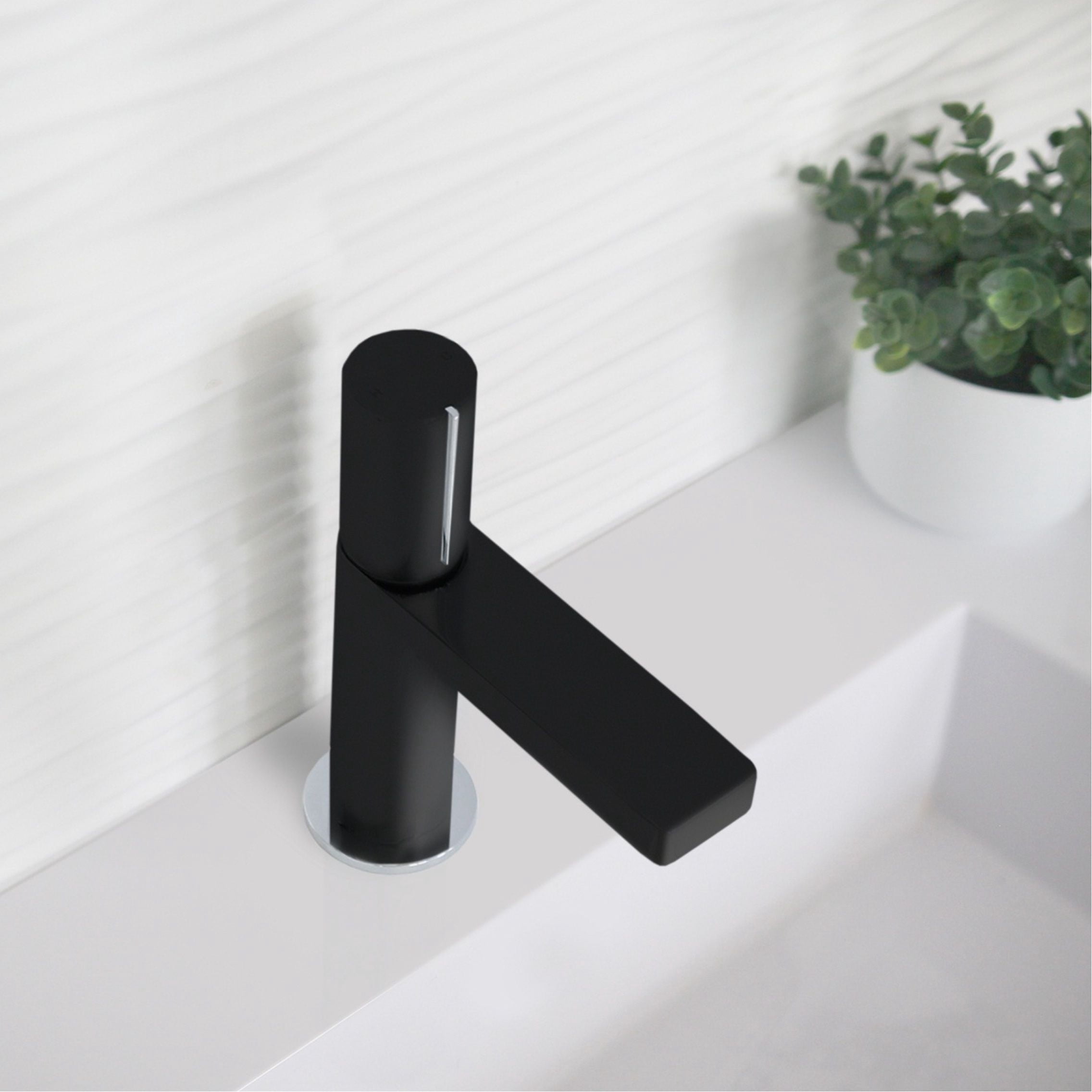 Stylish Riela 7 ½" Ht Single Handle Matte Black & Silver Bathroom ...