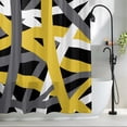 Abstract Art Shower Curtains for Bathroom, Yellow White Black Gray Line ...